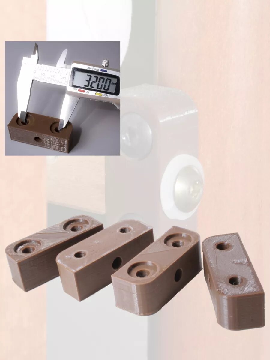 Фурнитура, кронштейн для детской кроватки. Крепление дна (подматрасника) детской кроватки, 32 мм, коричневый. 4 штуки