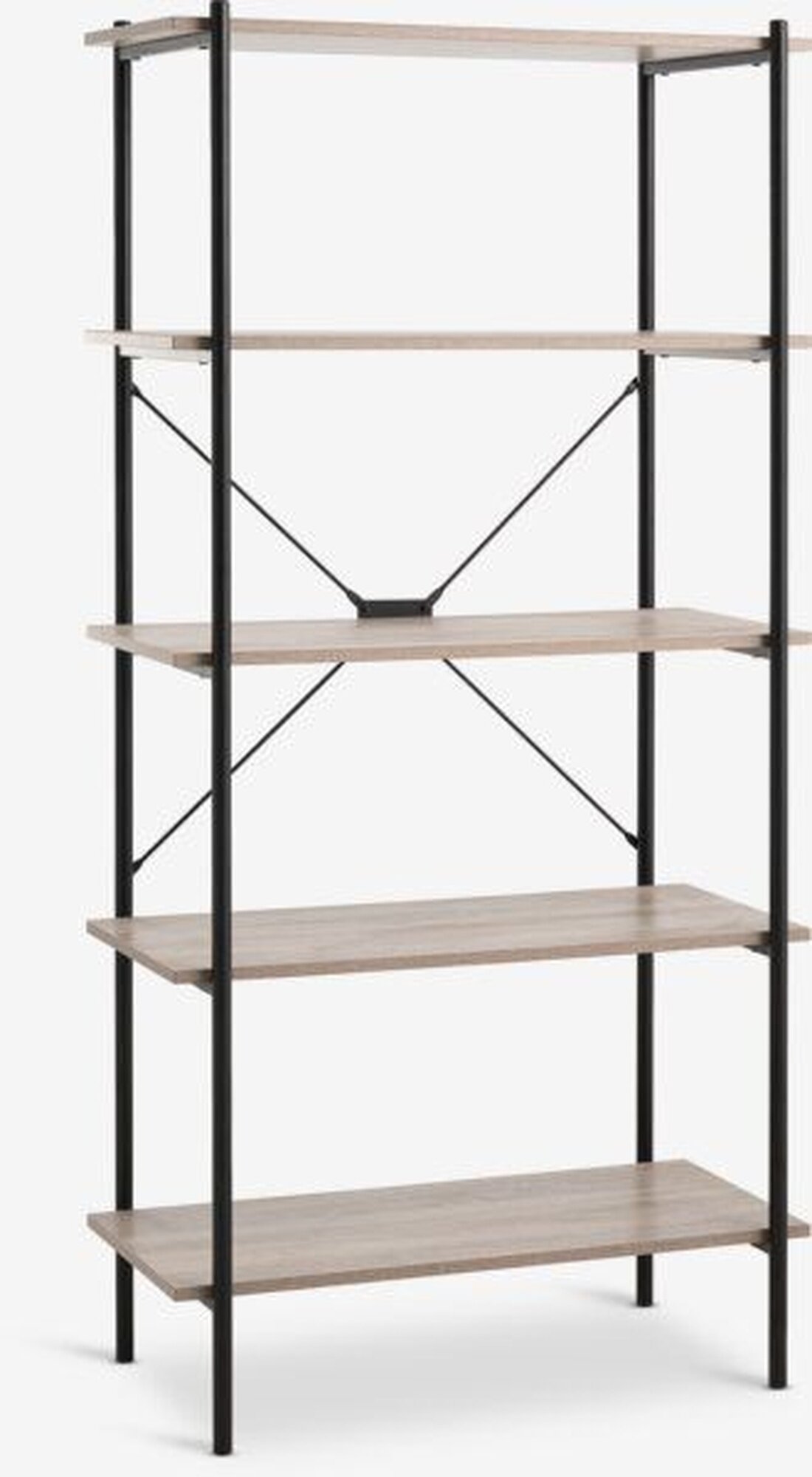 Книжный шкаф Jysk VANDBORG 5 полок, светлый дуб/черный 80x163 см