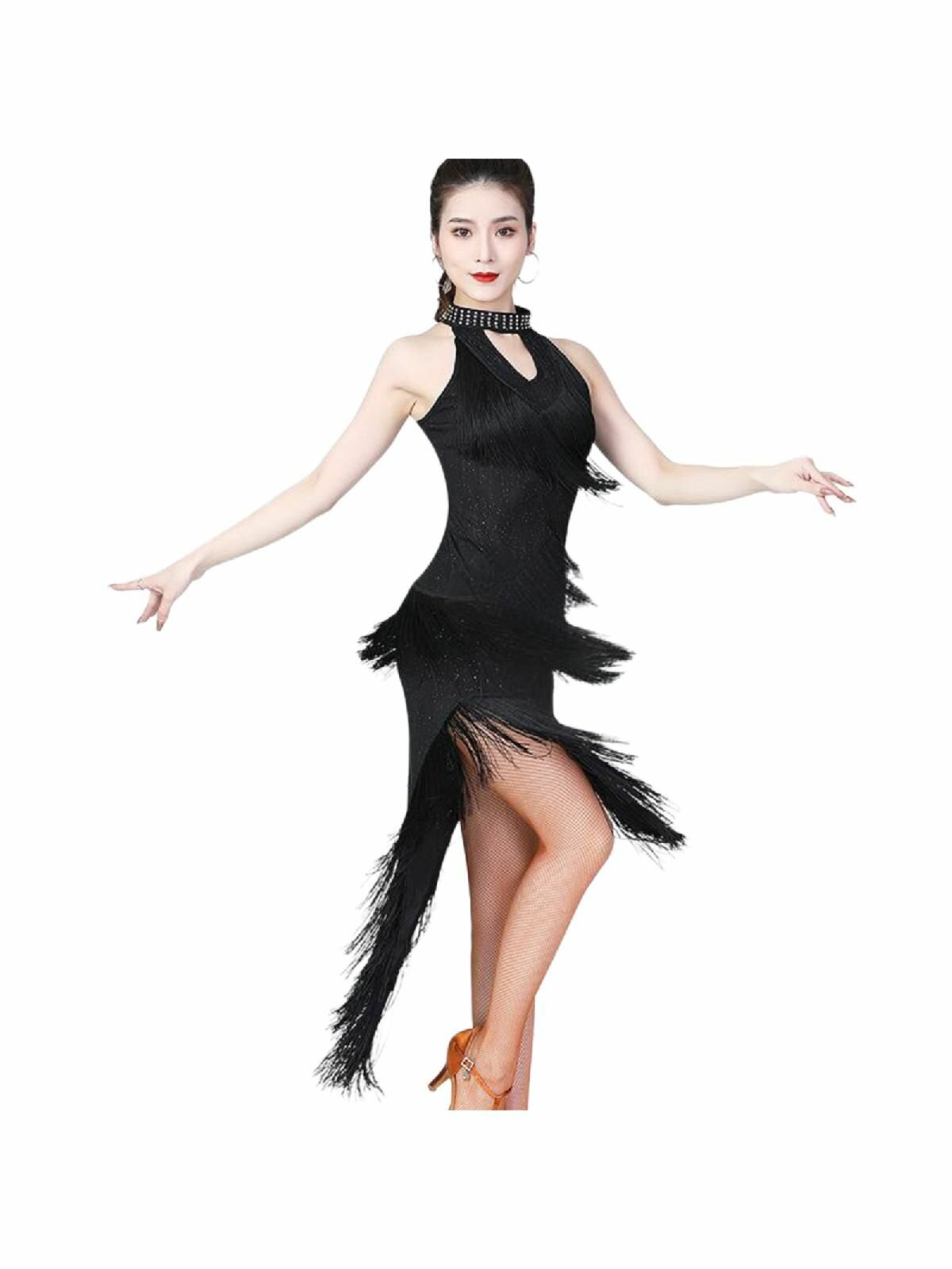 Художественная танцевальная одежда с пайетками, Черный - M