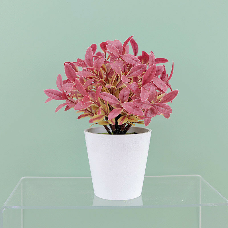 Искусственное зеленое растение домашний сад пластиковый горшок настольный декор для спальни или офиса красная лотос