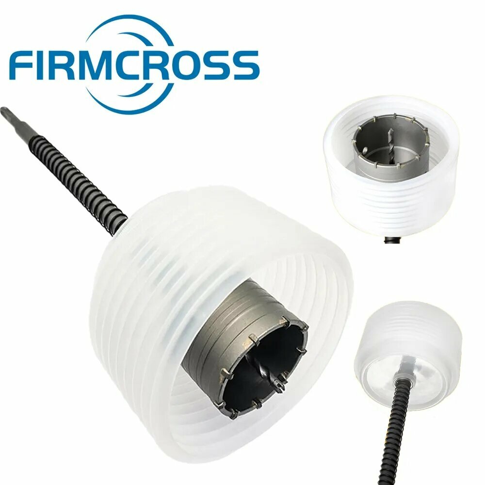 Коронка твердосплавная по бетону 73 мм, М22, в сборе с хвостовиком SDS MAX 120 мм с Пылесборник 125 мм для дрели