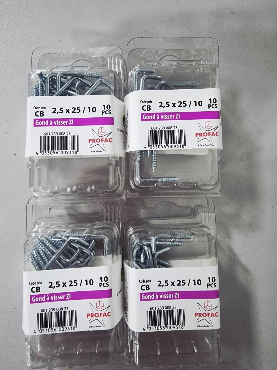 Шуруп крюк костыль крепежный 2,5*25/10 (10 шт-1упк*2 упк ) PROFAC, Германия