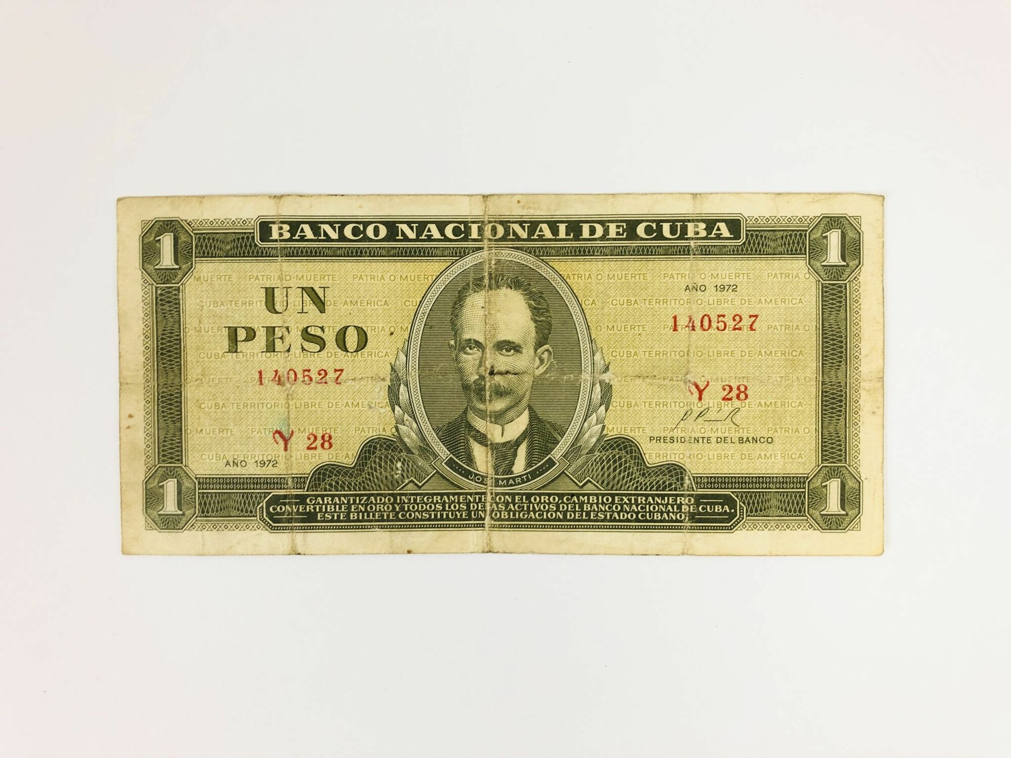 Банкнота. Куба. 1 песо. 1972 год. Номер: Y28№140527