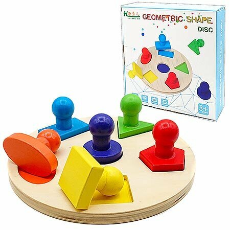 Логическая игрушка " KWELT " Геометрия 7 элементов, деревянная, картонная упаковка 19*19*5,5см