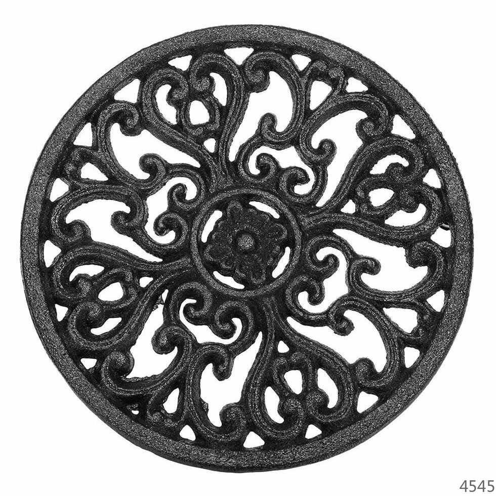 Круглая чугунная подставка 6,7 дюйма с теплоизоляцией, нескользящая3545