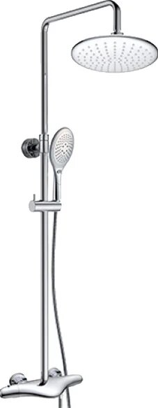 Душевая стойка Kaiser Plane 07182 со смесителем, термостатическим, хром, глянцевая, душевая система с тропическим душем, с изливом, с лейкой, латунная