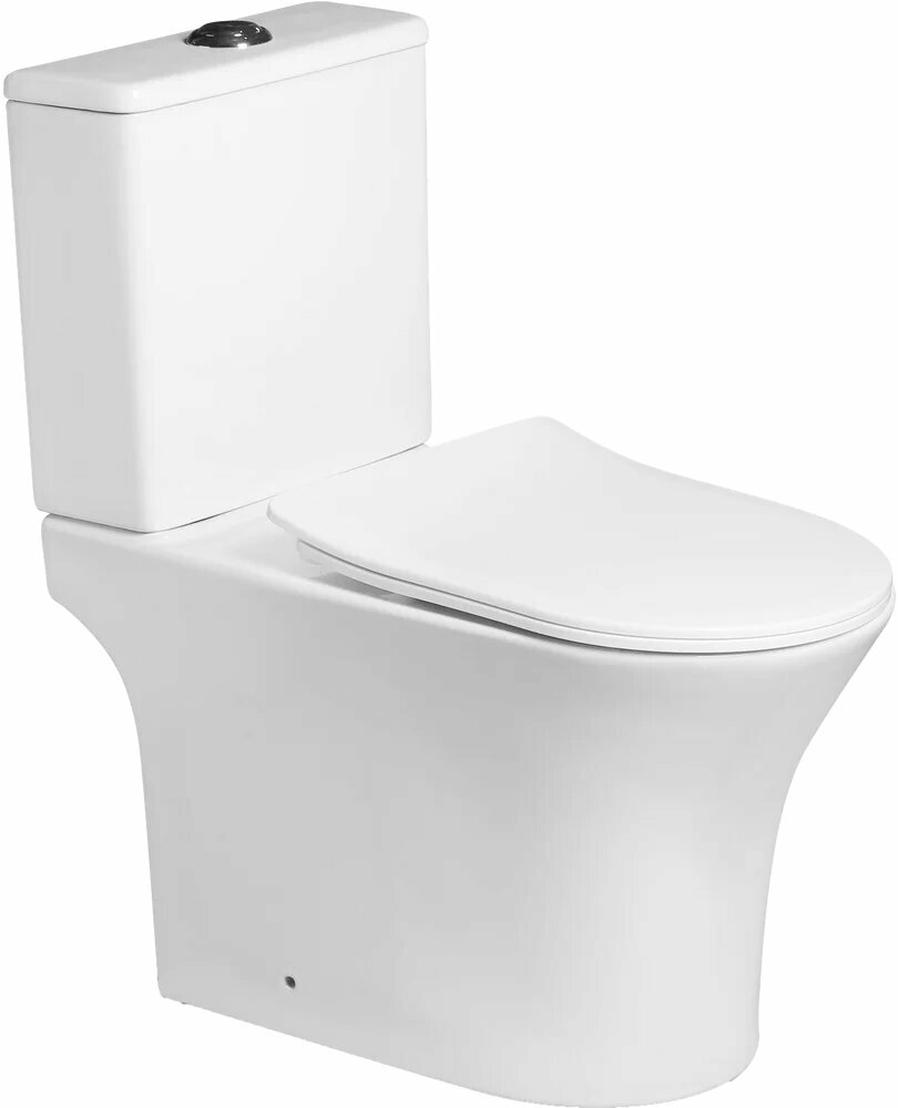 Унитаз-компакт напольный SantiLine SL-5022 с микролифтом, антивсплеск, фаянсовый, белый, глянцевый, овальный, с нижним подводом, сиденье для унитаза в комплекте