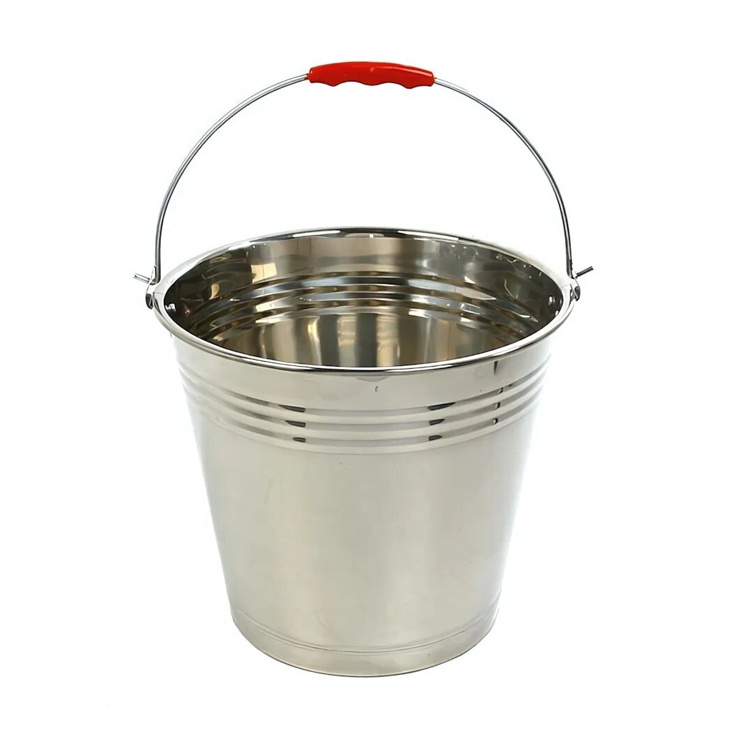 Ведро нержавеющая сталь 12л, прочное, с ручкой, для хранения и переноски