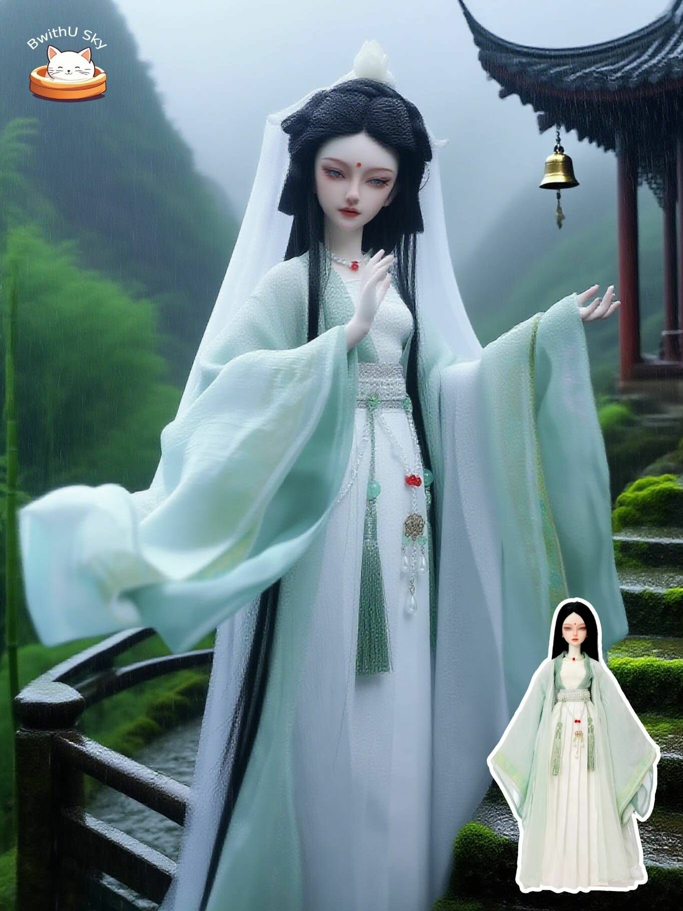 BwithU 1/4 BJD Кукла Lunai: Lunai в Китайском Фантастическом Одеждании, как Таоistische Няня