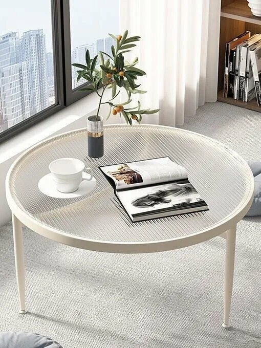 Журнальный стол 60x60 см, с круглой столешницей, металл, стекло, круглый