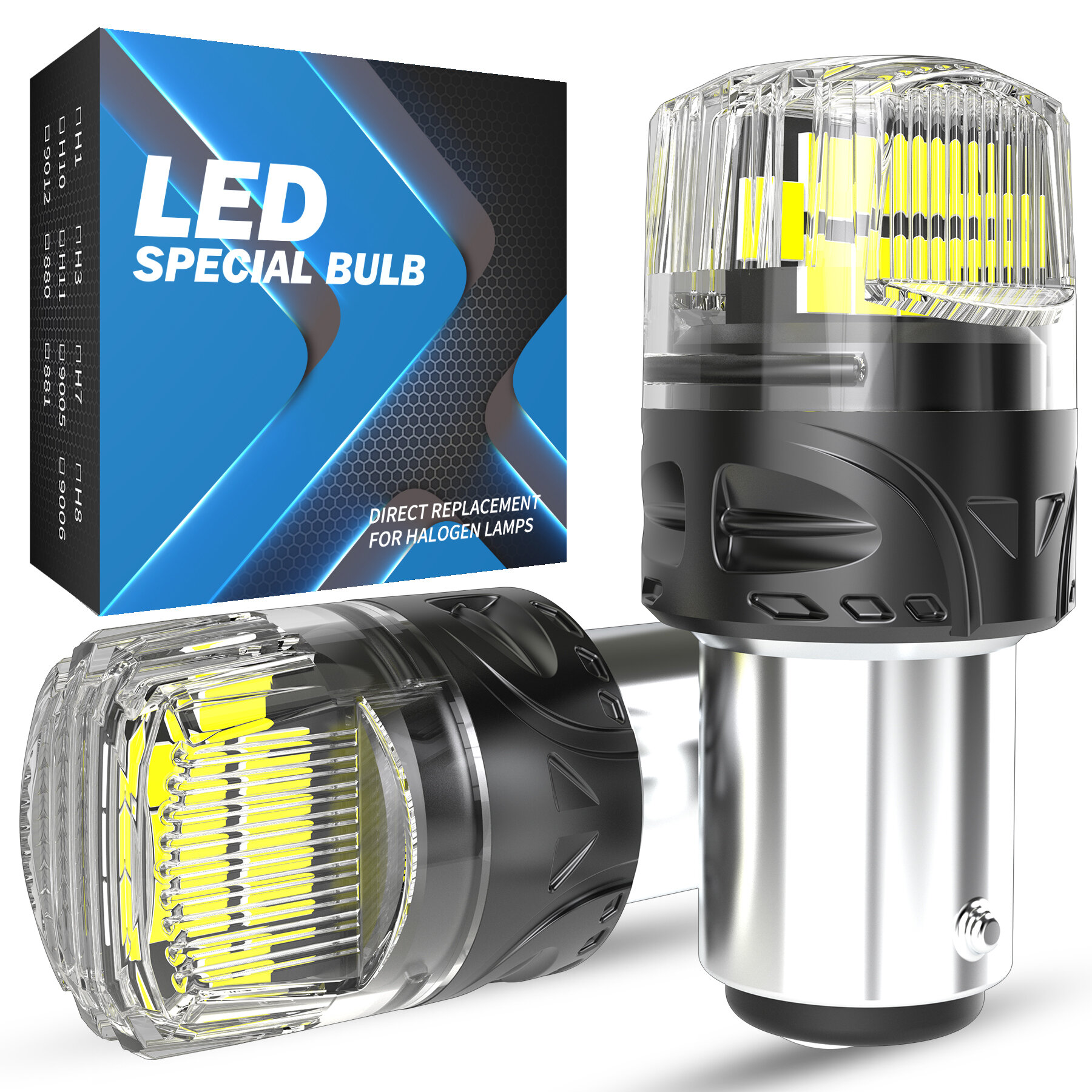 Светодиодные лампы P21/5W 1157 BAY15D, 6000K, белые, сменные без ошибок Canbus для фонарей заднего хода упаковка из 2 шт