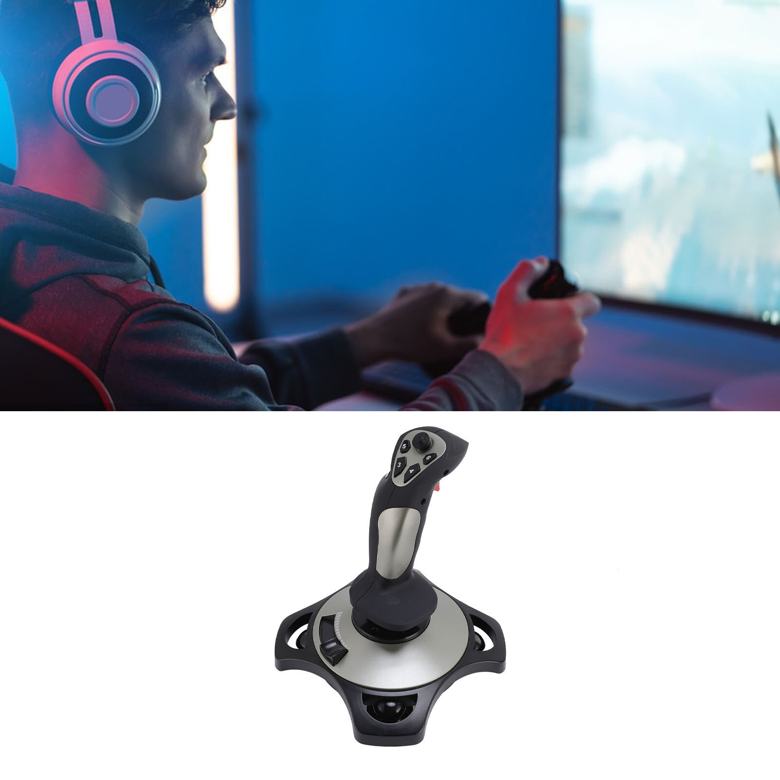 Контроллер джойстик для полетного симулятора USB с вибрацией и ручкой регулировки тяги для Win 7 8 10 11, кабельная длина 1,8 м, материал ABS, 1 шт.