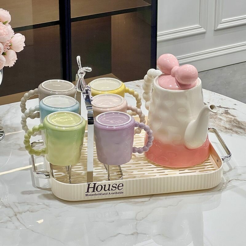 Кремовый стиль, керамическая кружка, кружка для дома, комплект чайной посуды, чайник