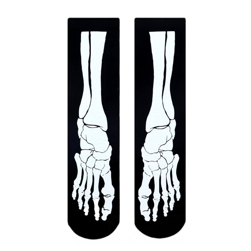 Women Men Teen Holiday Party Middle Calf Socks Halloween Skeleton Bone Print Socks Festives Cosplay Costume Hosiery