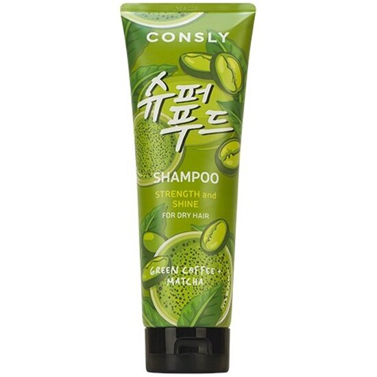 Шампунь для волос Consly с экстрактами матча и зеленого кофе, для силы и блеска волос, 250мл