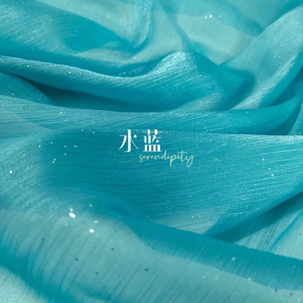 Блестящая органза из полиэстера 1,5 м, aqua blue, 100cmX150cm