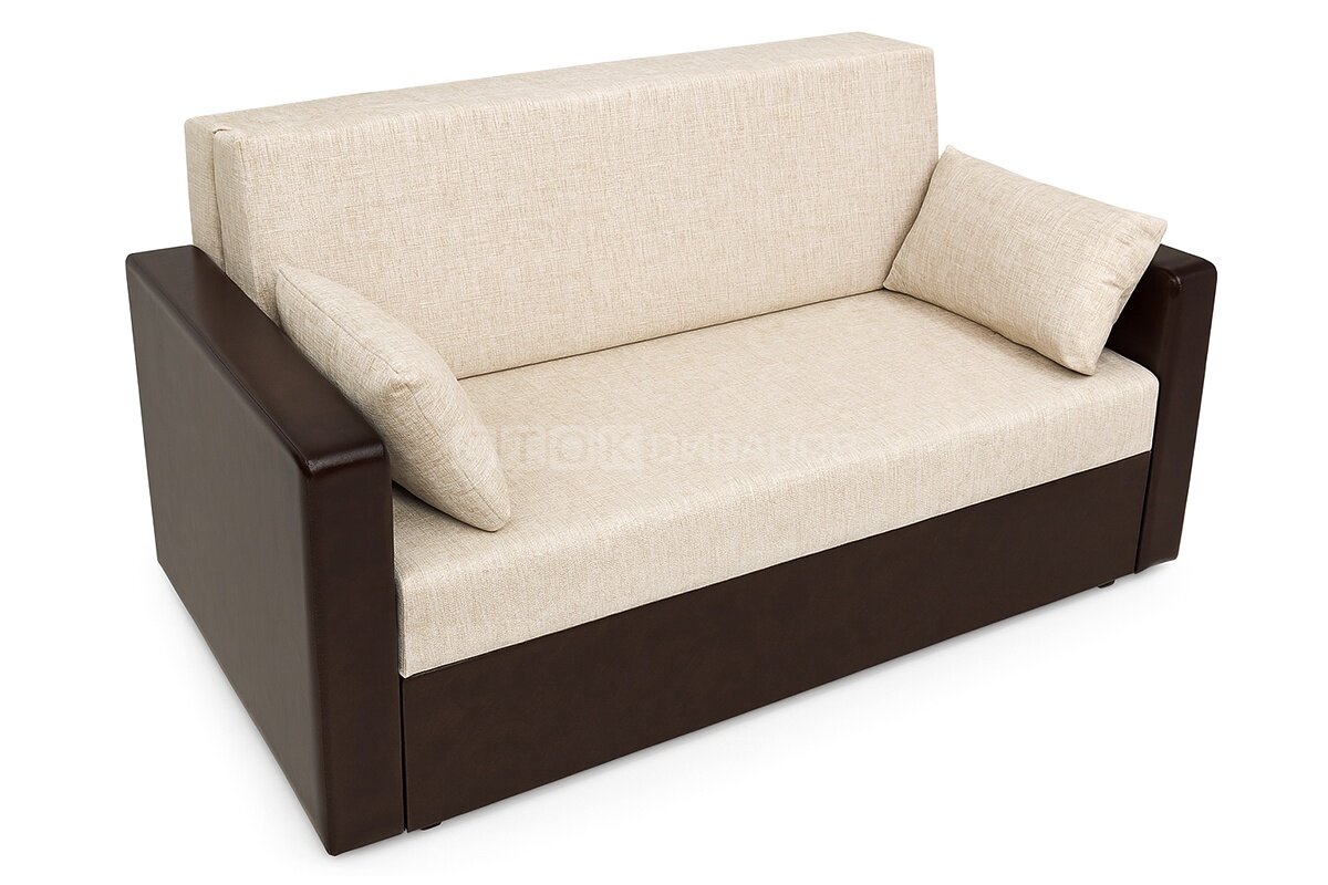 Диван Сток Диванов Соло-аккордеон Beige бежевый/коричневый 155 см, механизм аккордеон