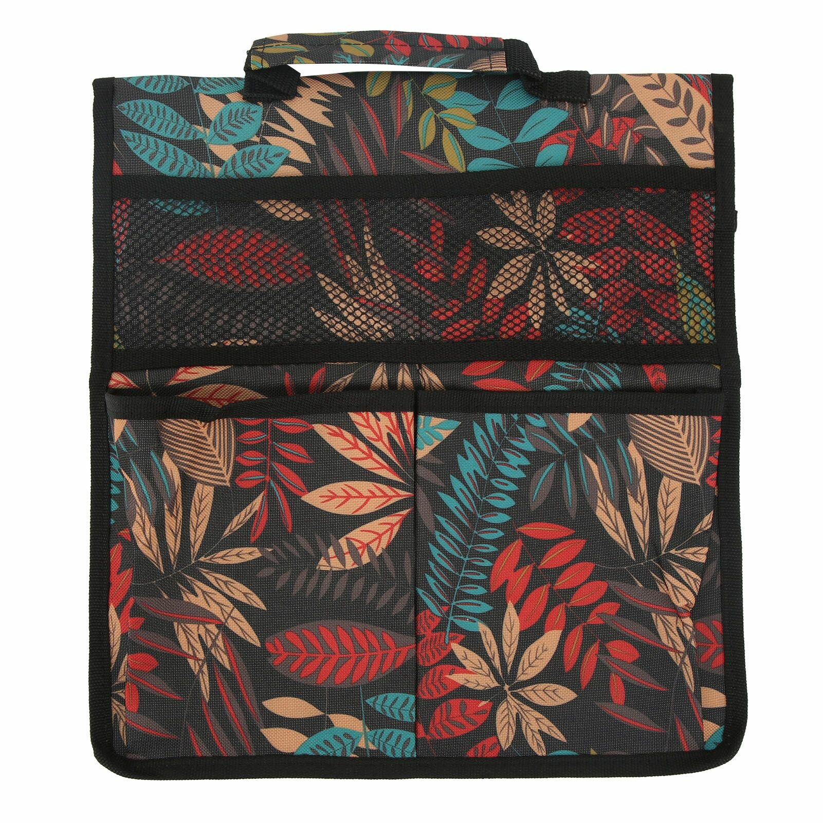 Сумка-органайзер для садовой тележки (красная с листьями)