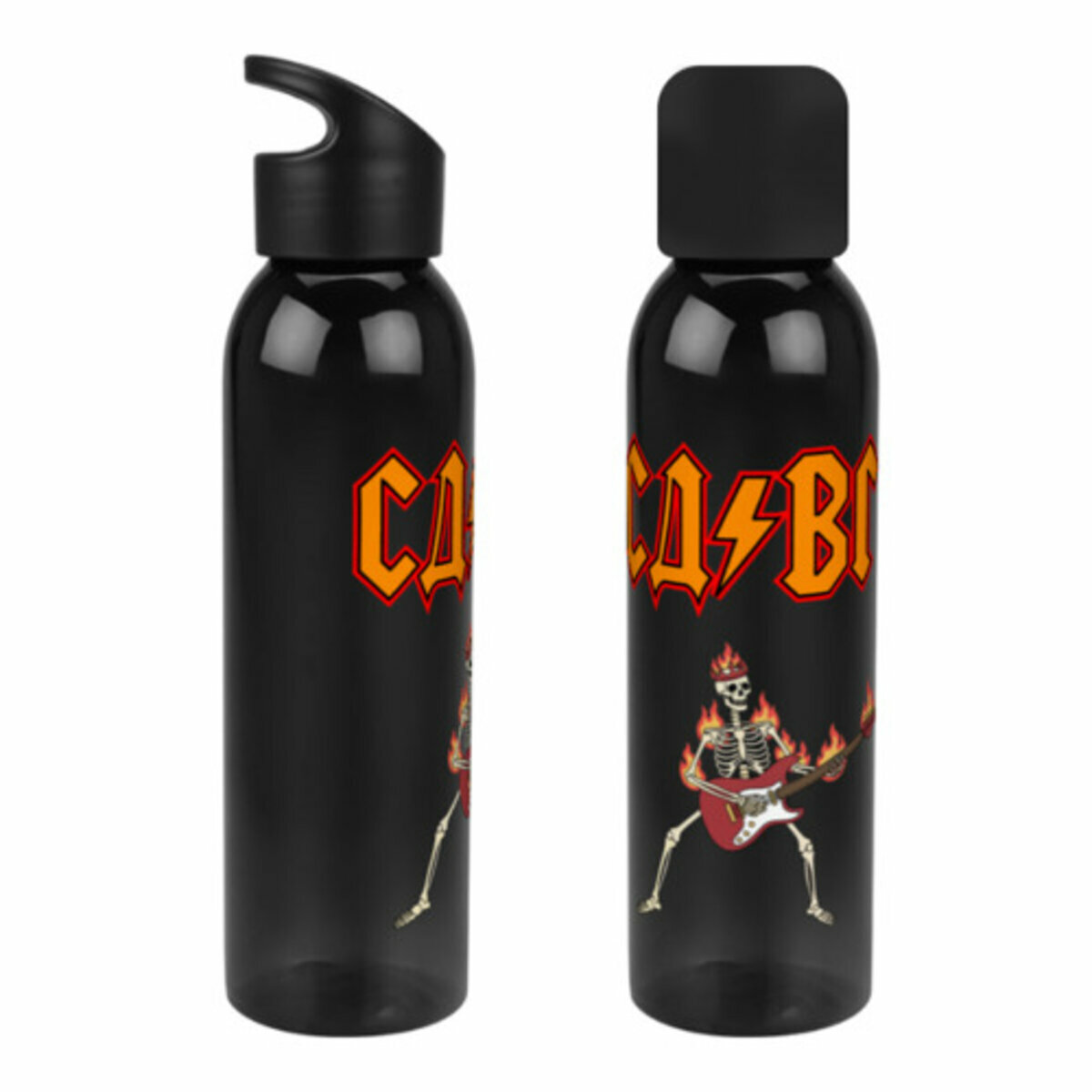 Бутылка для воды «сдвг со скелетом с надписью SDVG психология ADHD» (черный)