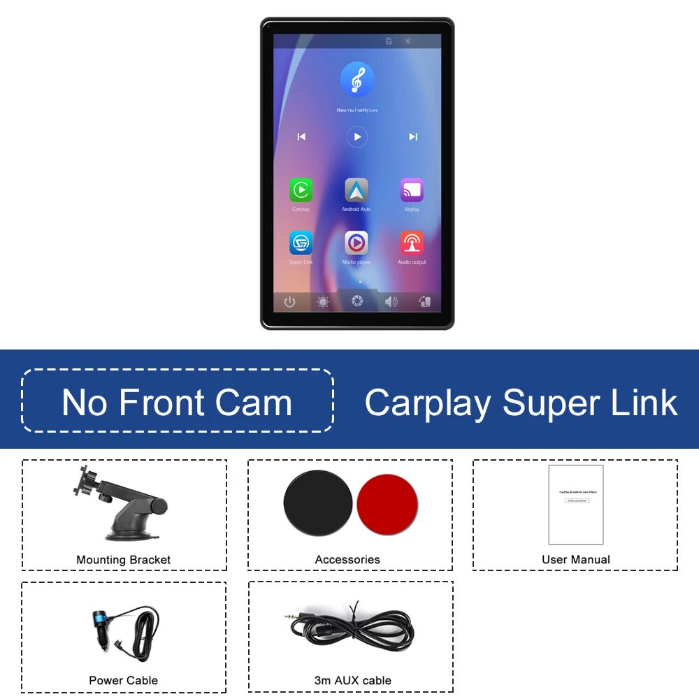 Автомобильный монитор Podofo 8 дюймов с IPS-экраном, беспроводной плеер Carplay на Android, с поддержкой Bluetooth, FM, камеры заднего вида, 8inch Carplay