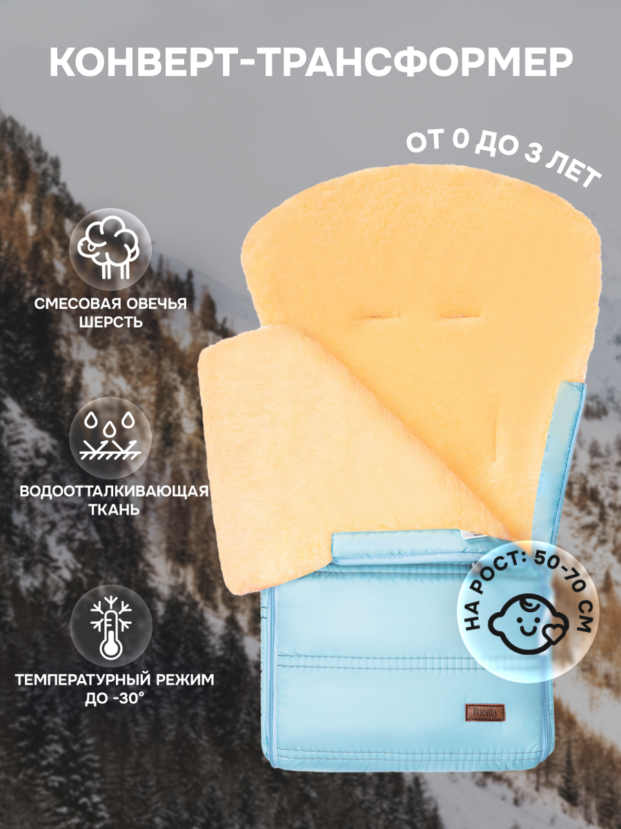 Конверт в коляску зимний меховой Nuovita Alpino Pesco (Blu/Голубой)