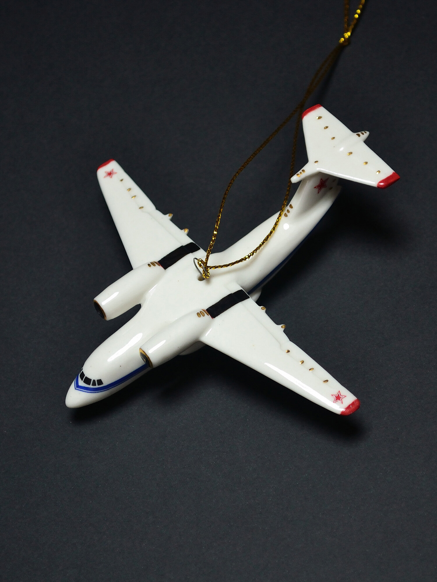 Елочная игрушка Tularmodel "Самолет АН-72" белый, фарфор, ручная роспись, подарочная коробка