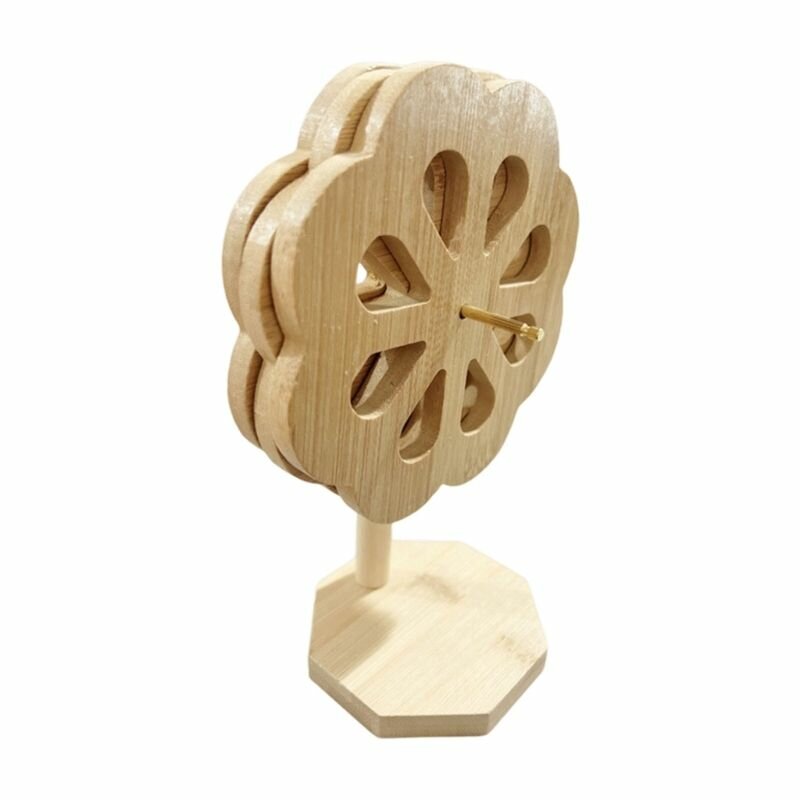 Бамбуковые термостойкие подставки с держателем, дизайн ветряной мельницы, защита для столешницы, - 3 куска дерева col