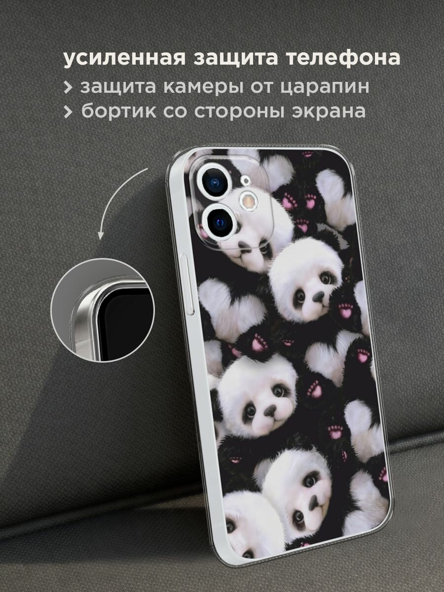 Чехол на Apple iPhone 12 mini / Айфон 12 Мини с принтом "Море панд" — фото 1