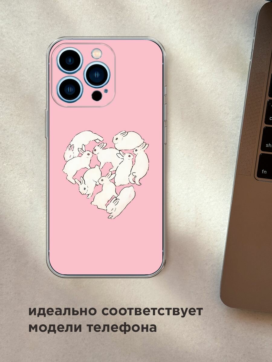 Чехол на Apple iPhone 13 Pro / Айфон 13 Про с принтом "Сердечко из кроликов 1 - 8 марта" — фото 1