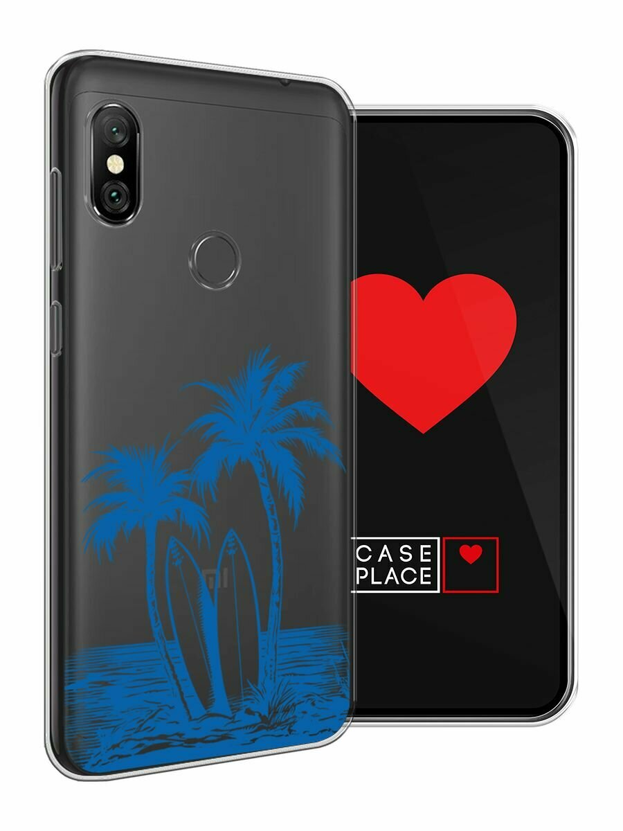 Чехол на Xiaomi Redmi Note 6 Pro / Сяоми Редми Нот 6 Про с принтом "Сёрфинг на островах 1", прозрачный — фото 1