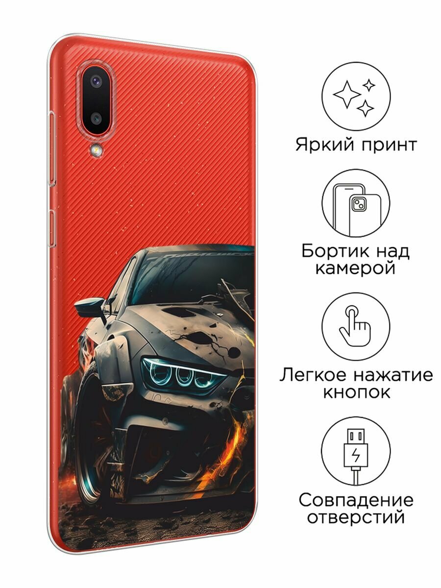 Чехол на Samsung Galaxy A02 / Самсунг Галакси А02 с принтом "На износ", прозрачный — фото 1