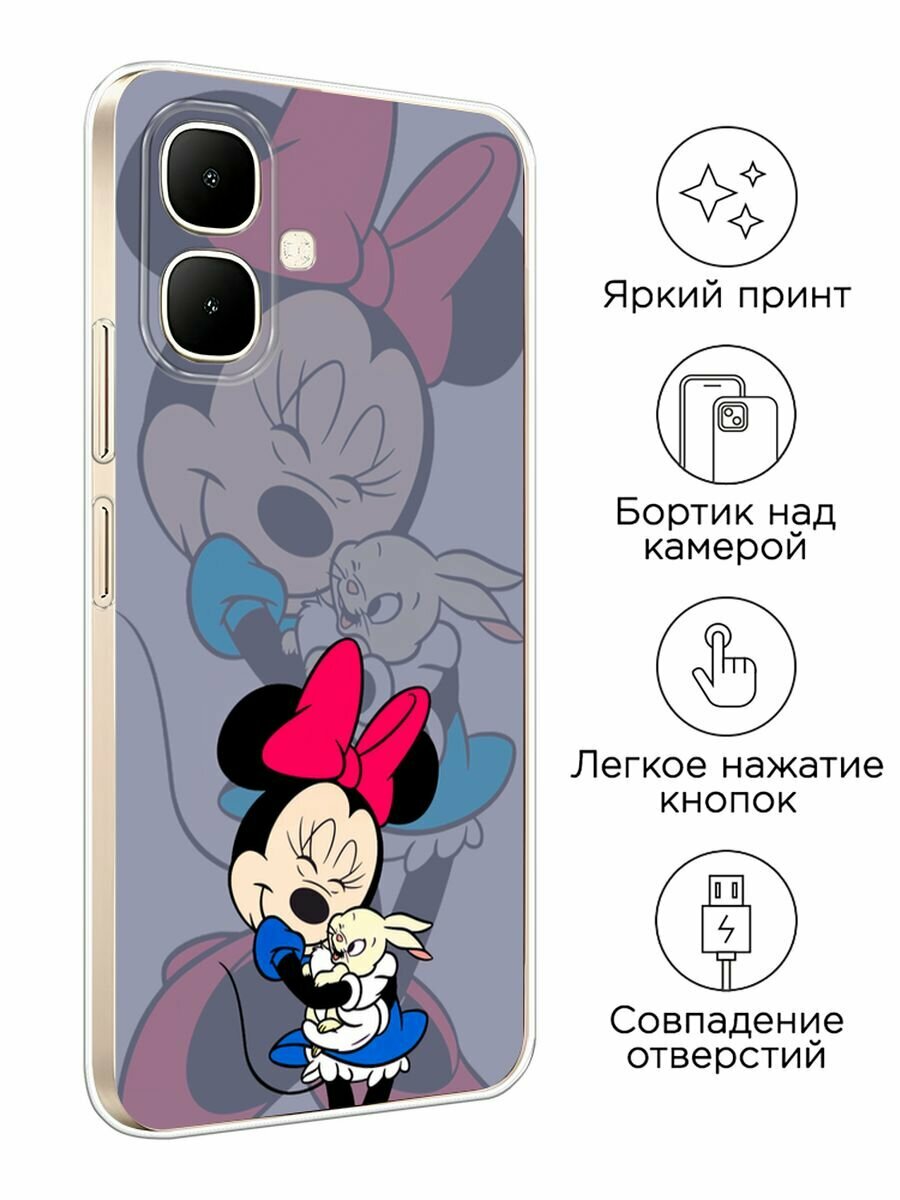 Чехол на Infinix Smart 10 / Инфиникс Смарт 10 с принтом "Минни с кроликом" — фото 1