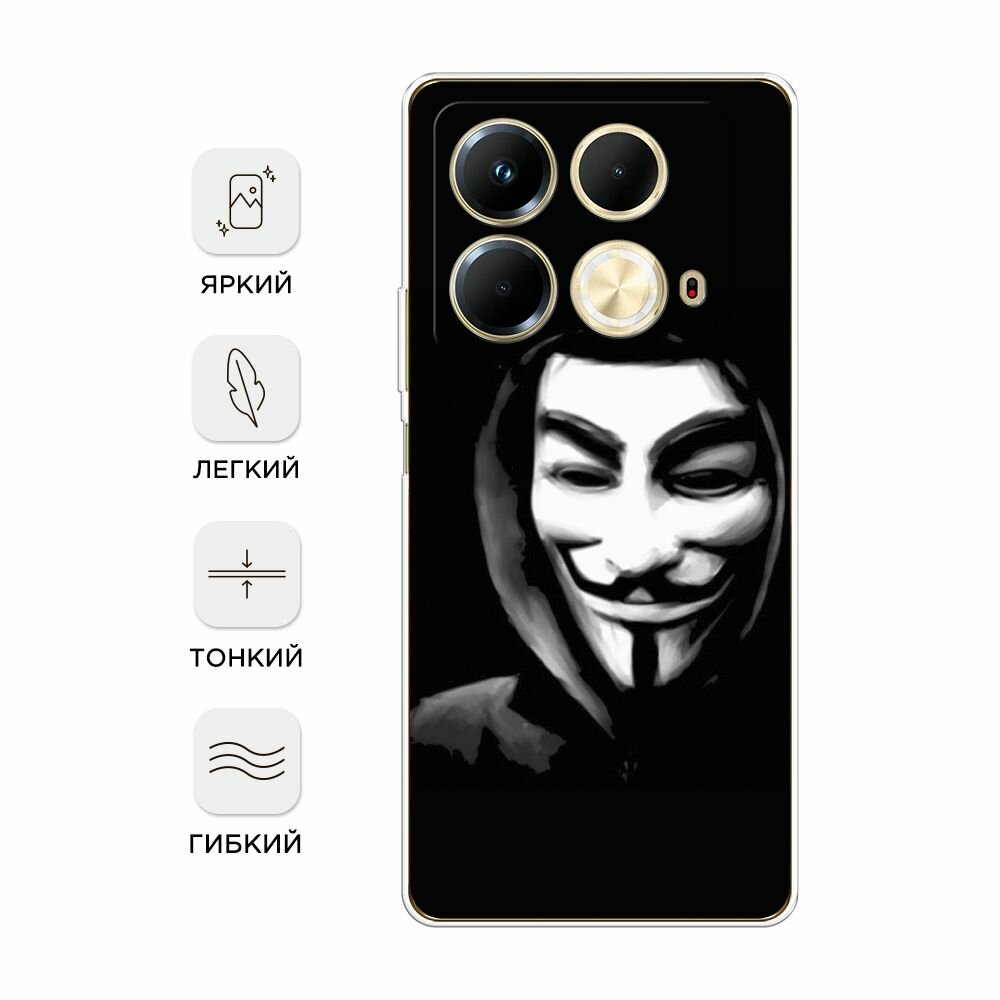 Чехол на Infinix Note 40 / Инфиникс Нот 40 с принтом "Анонимус" — фото 1