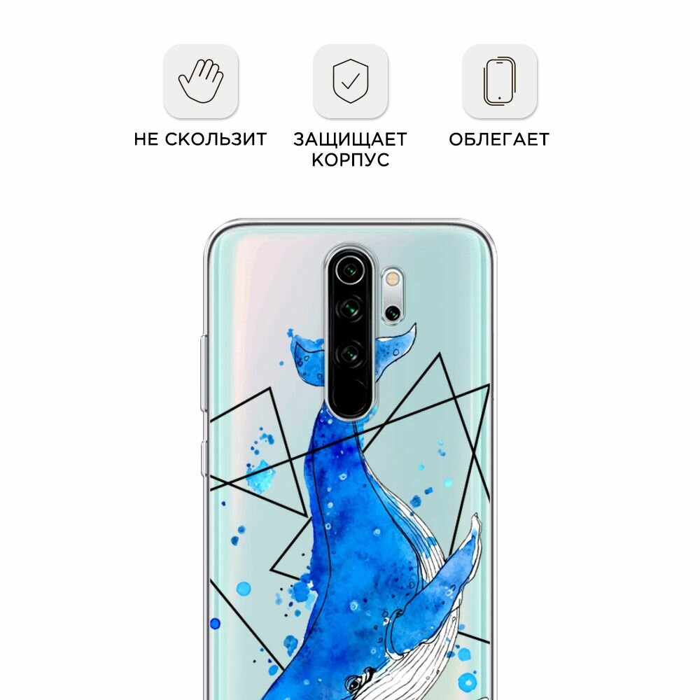 Чехол на Xiaomi Redmi Note 8 Pro / Сяоми Редми Нот 8 Про с принтом "Кит графика", прозрачный — фото 1