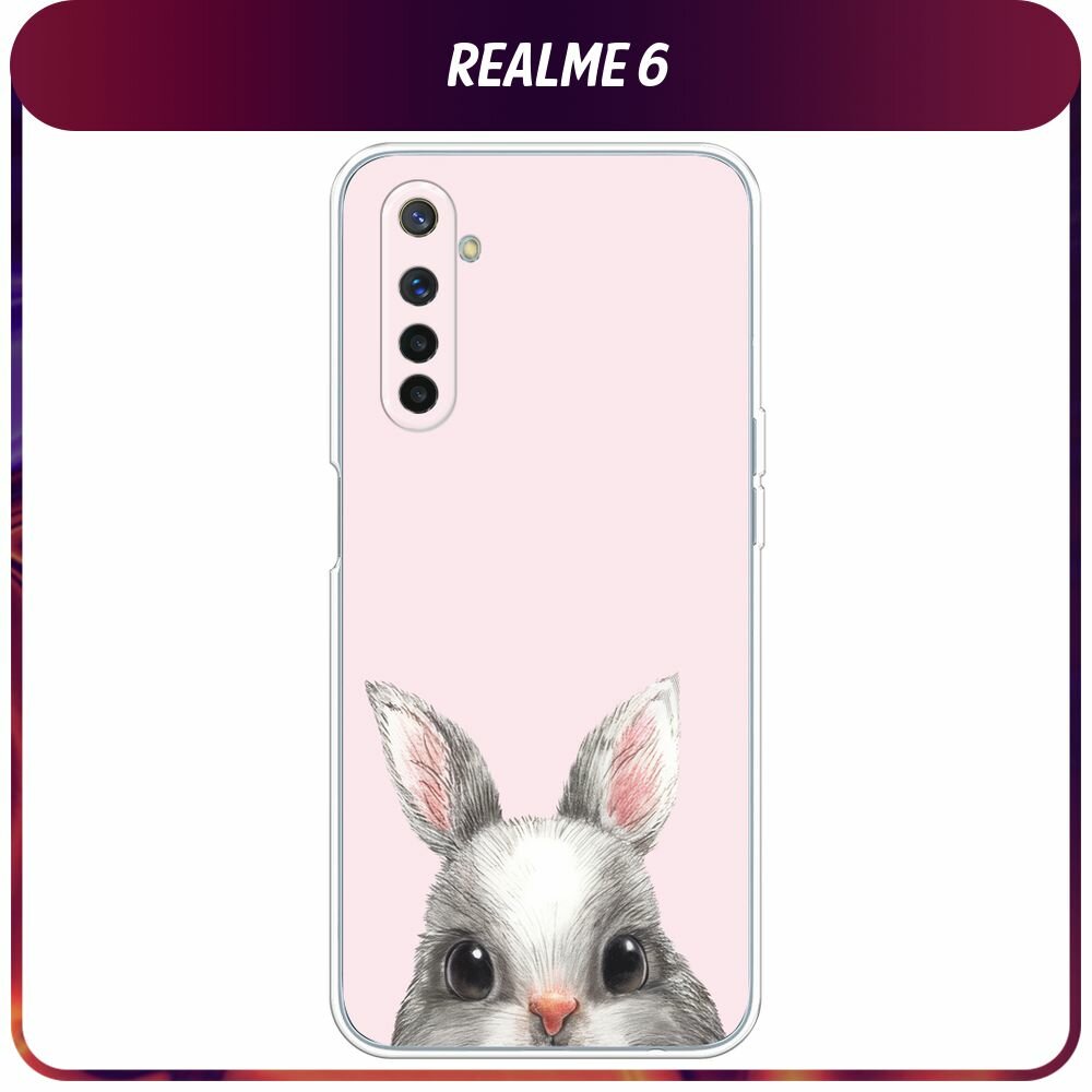 Силиконовый чехол на Realme 6 / Реалми 6 с принтом Карандашный кролик 1