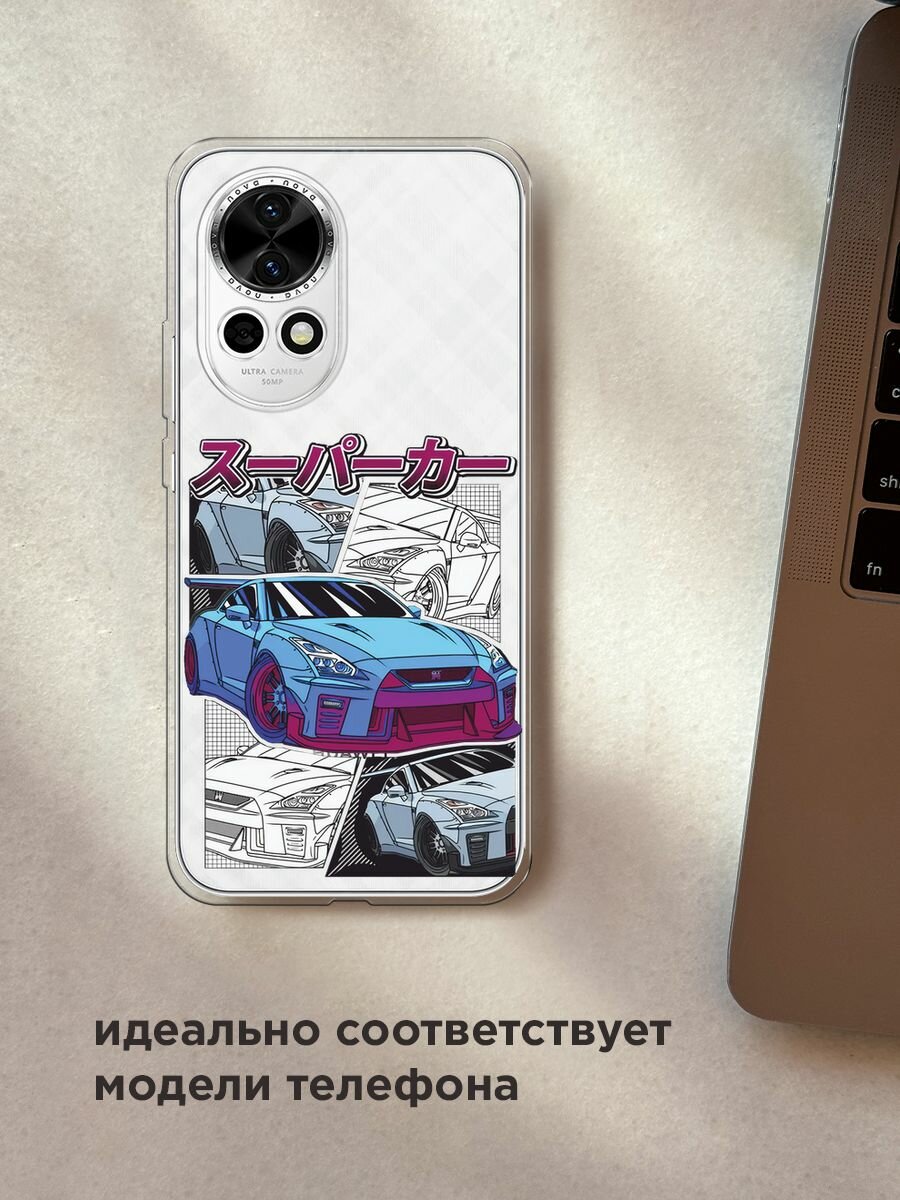 Чехол на Huawei Nova 12/Nova13 / Хуавей Нова 12/Нова 13 с принтом "JDM коллаж", прозрачный — фото 1