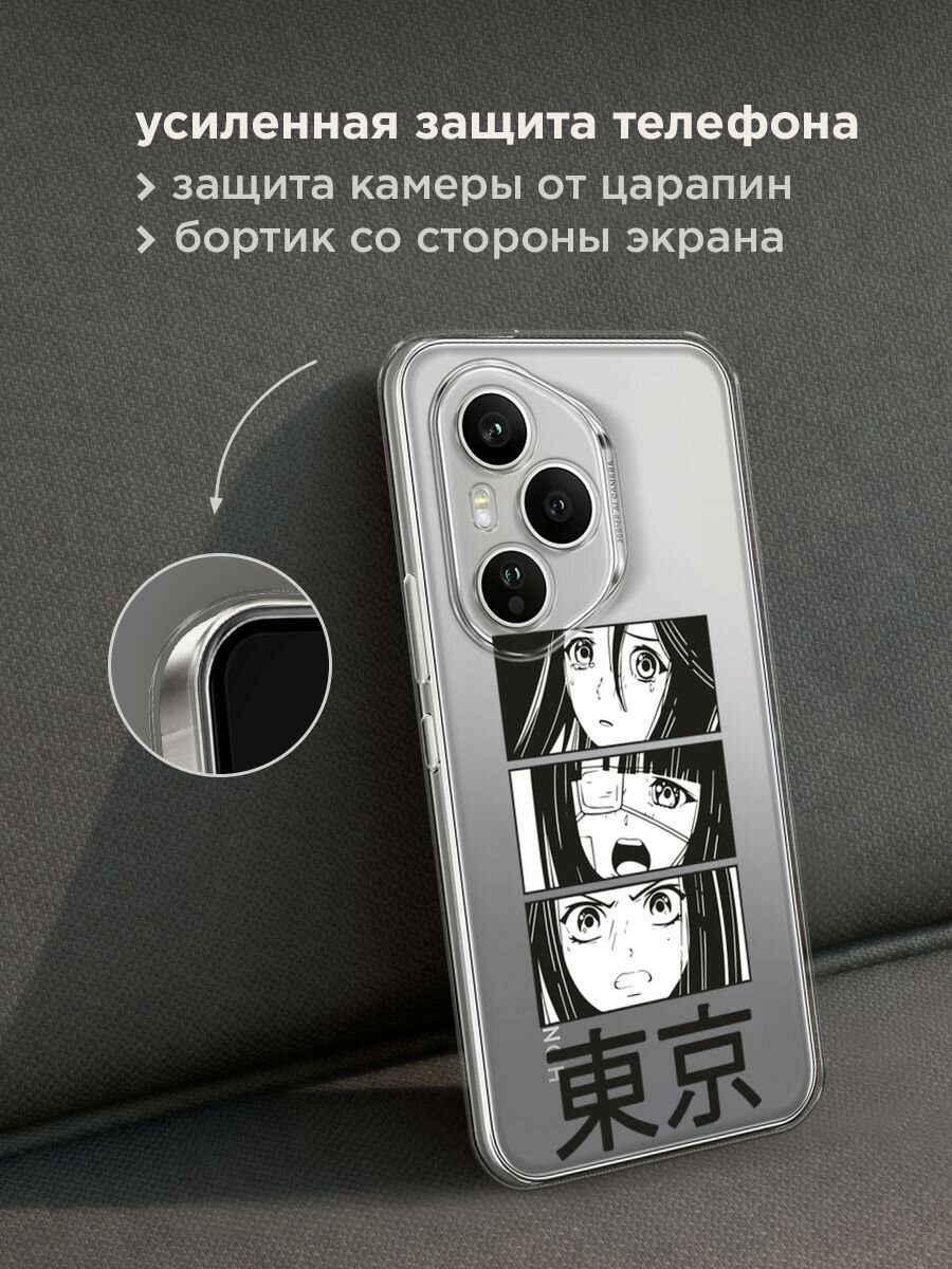 Чехол на Honor 400 Pro / Хонор 400 Про с принтом "Tokyo girls", прозрачный — фото 1