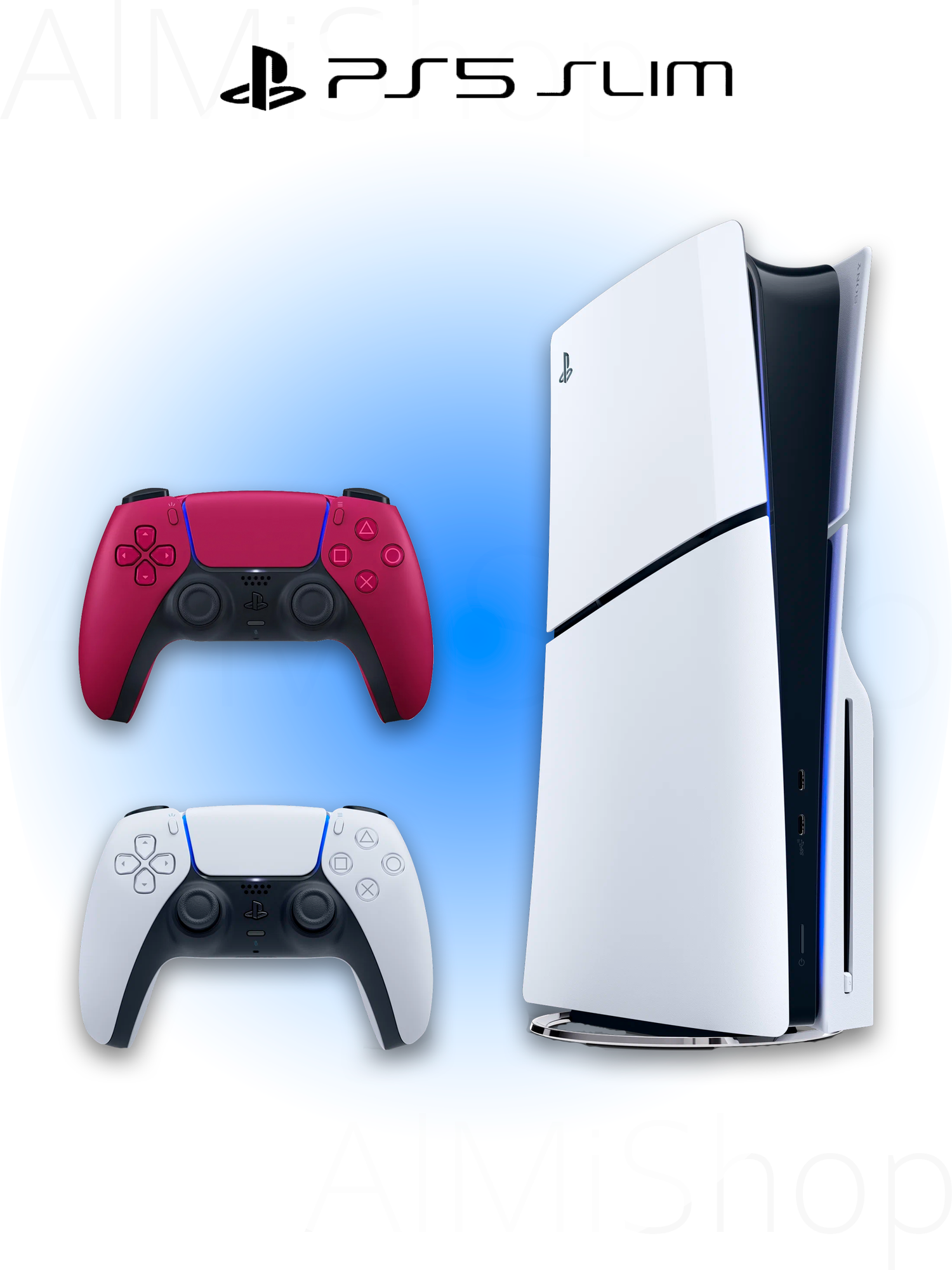 Игровая приставка Sony PlayStation 5 slim (версия с дисководом) + 2-й геймпад (красный, Cosmic Red)
