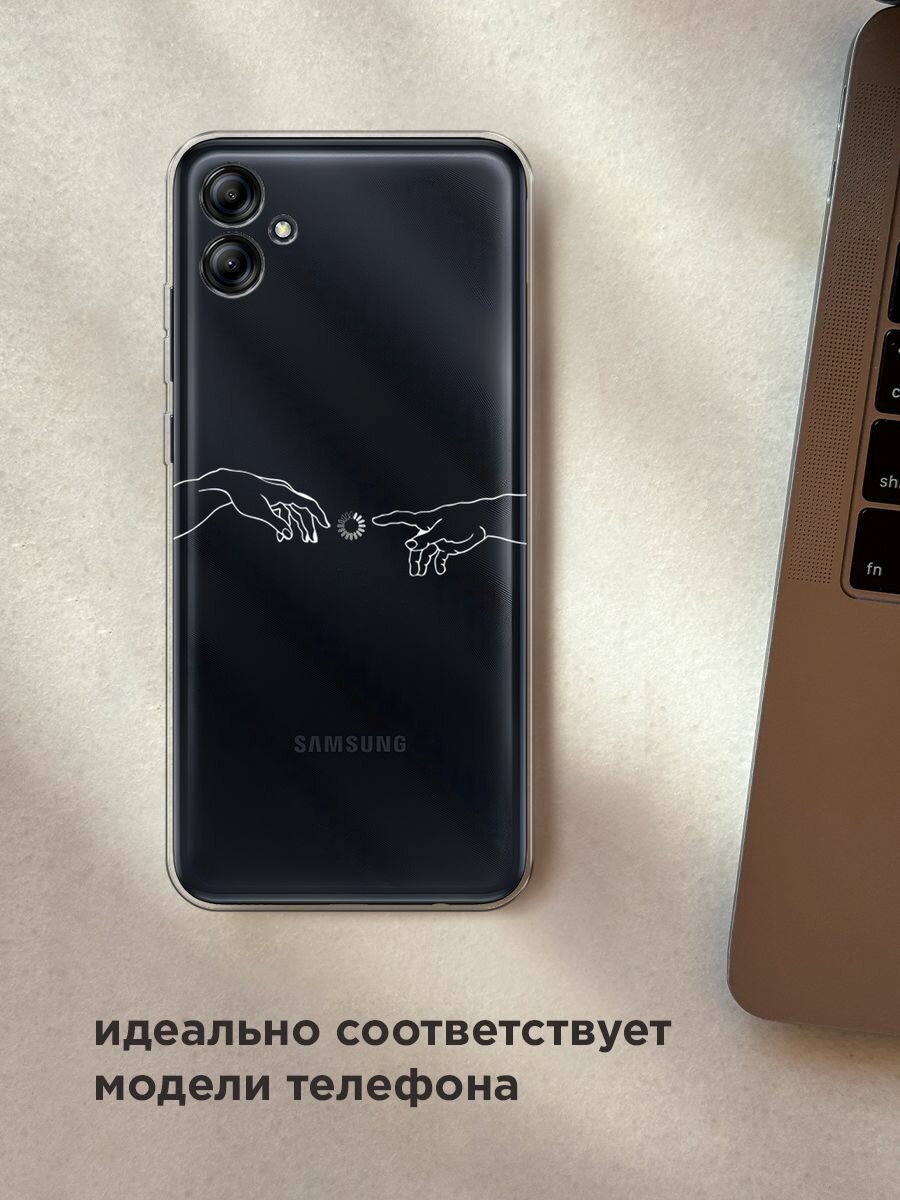 Чехол на Samsung Galaxy A04e / Самсунг A04e с принтом "Загрузка творения", прозрачный — фото 1