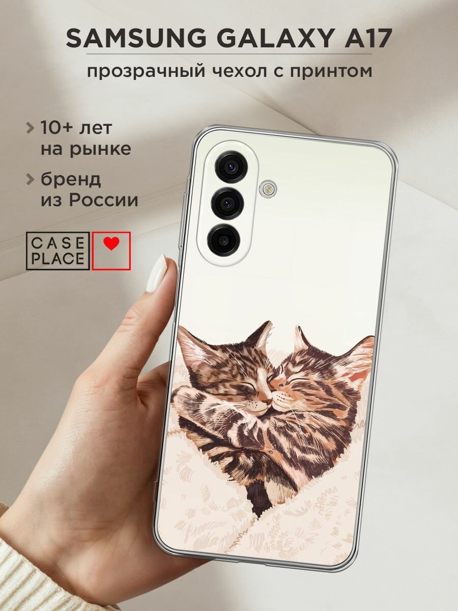 Чехол на Samsung Galaxy A17 / Самсунг А17 с принтом "Влюбленные котейки - 14 февраля"