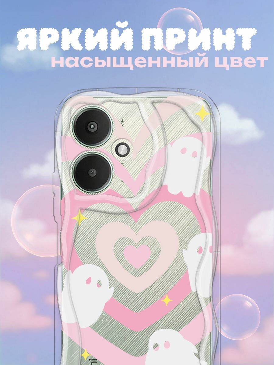 Чехол на Xiaomi Redmi 13C/Poco C65 / Редми 13C/Поко C65 с принтом "Приведения в серцах" — фото 1