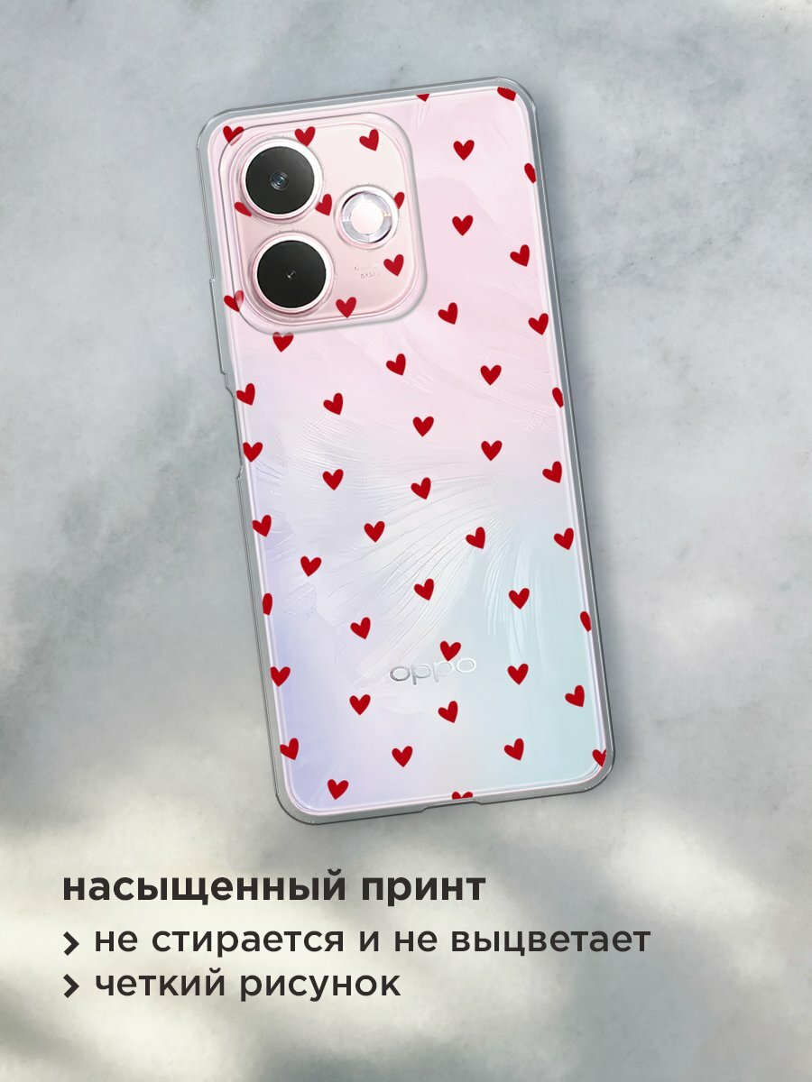 Чехол на Oppo A5 Pro / Оппо А5 Про с принтом "Red hearts", прозрачный — фото 1