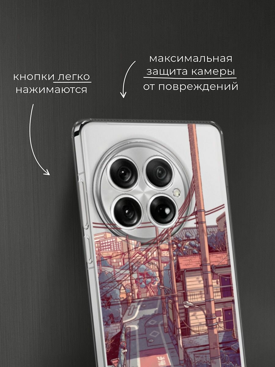 Чехол на OnePlus 13 / Ван Плас 13 с принтом "Закат на японской улице", прозрачный — фото 1