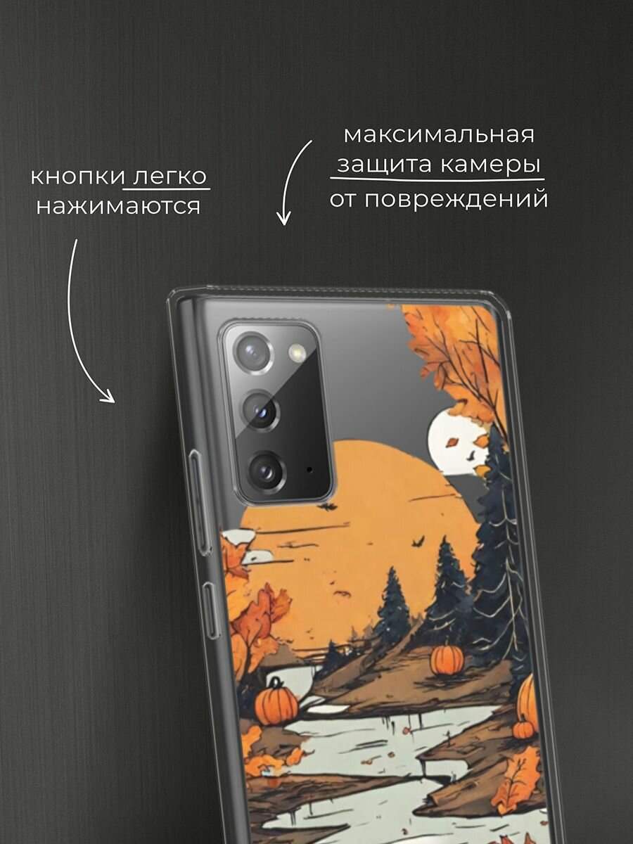 Чехол на Samsung Galaxy Note 20 / Самсунг Галакси Ноут 20 с принтом "Осенний лесной уголок", прозрачный — фото 1