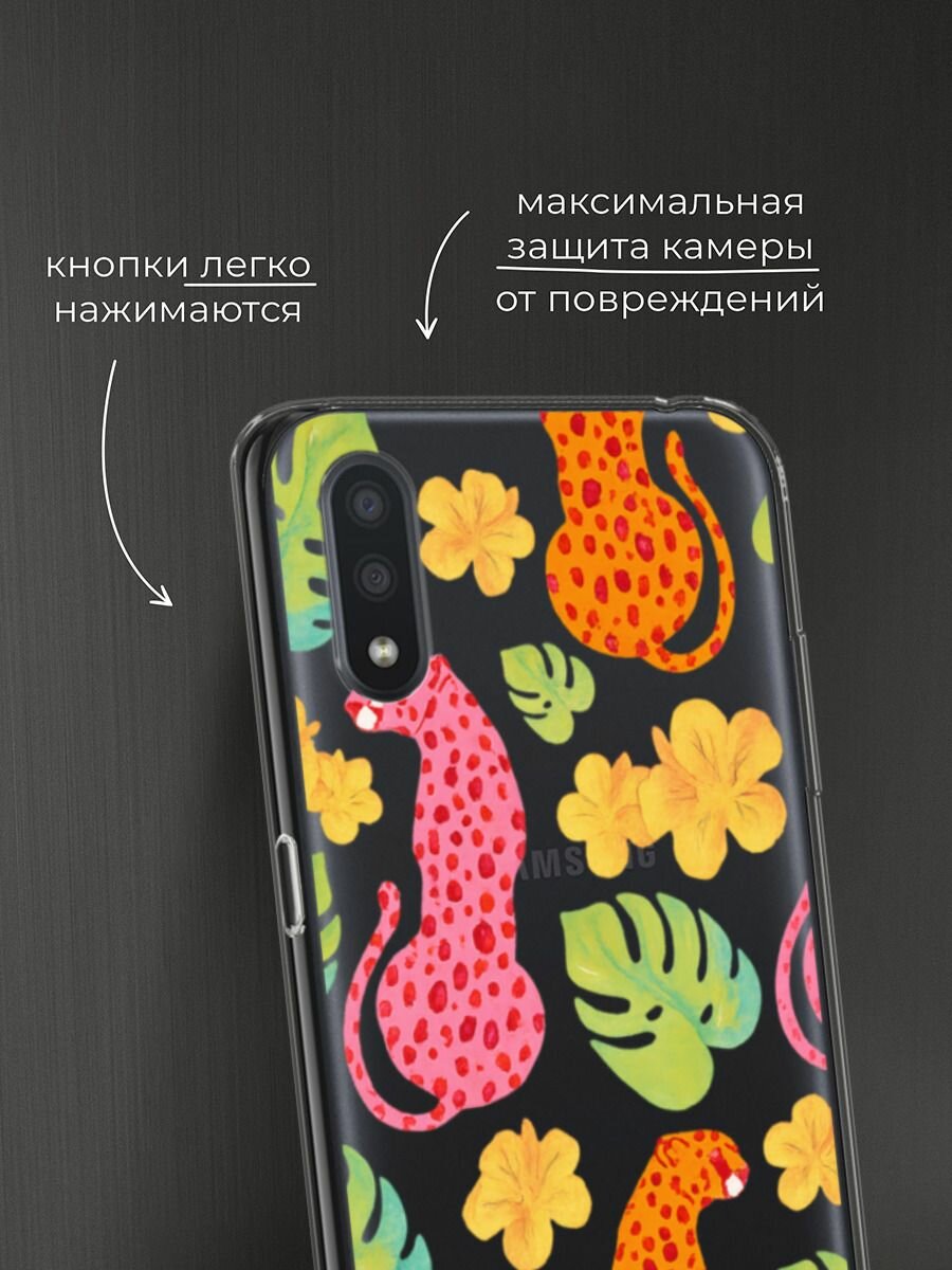 Чехол на Samsung Galaxy A01 / Самсунг Гэлакси А01 с принтом "Экзотика", прозрачный — фото 1