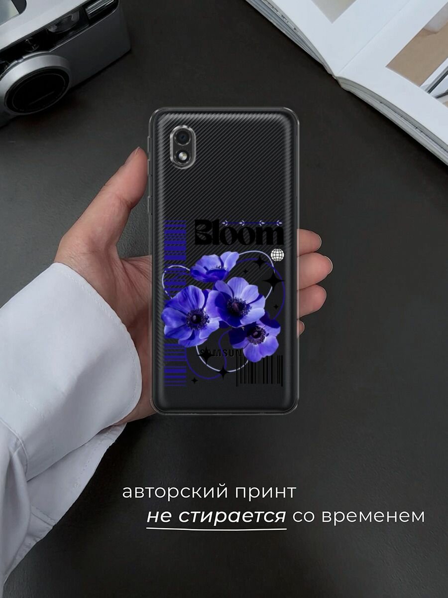 Чехол на Samsung Galaxy A01 Core / Самсунг Галакси А01 Core с принтом "Завораживающие анемоны", прозрачный — фото 1