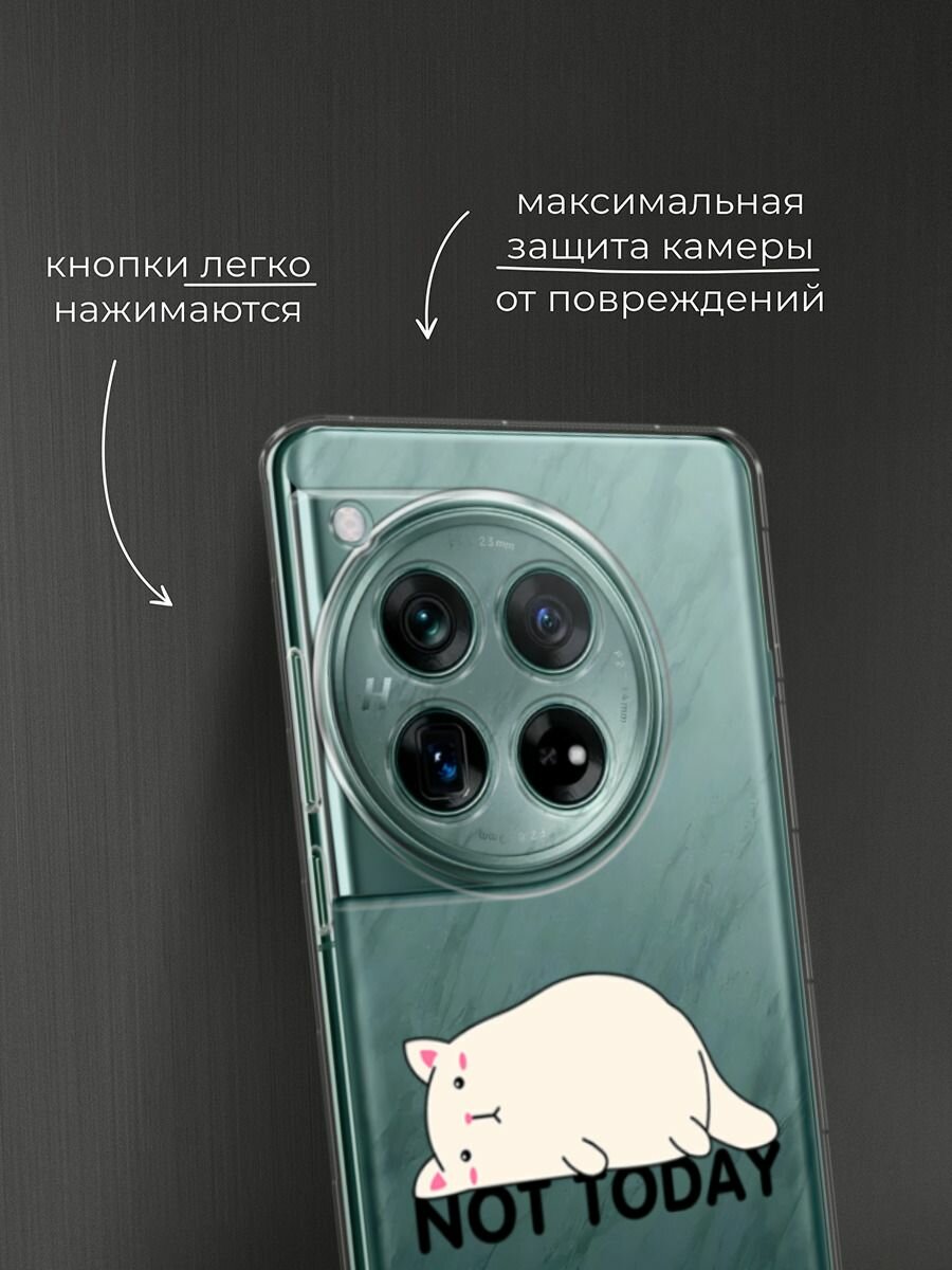 Чехол на OnePlus 12 / Ван Плас 12 с принтом "Cat not today", прозрачный — фото 1