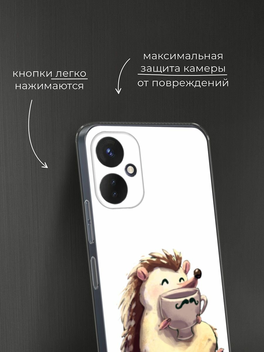 Чехол на Tecno Spark 9 Pro / Техно Спарк 9 Про с принтом "Еж кофеман" — фото 1