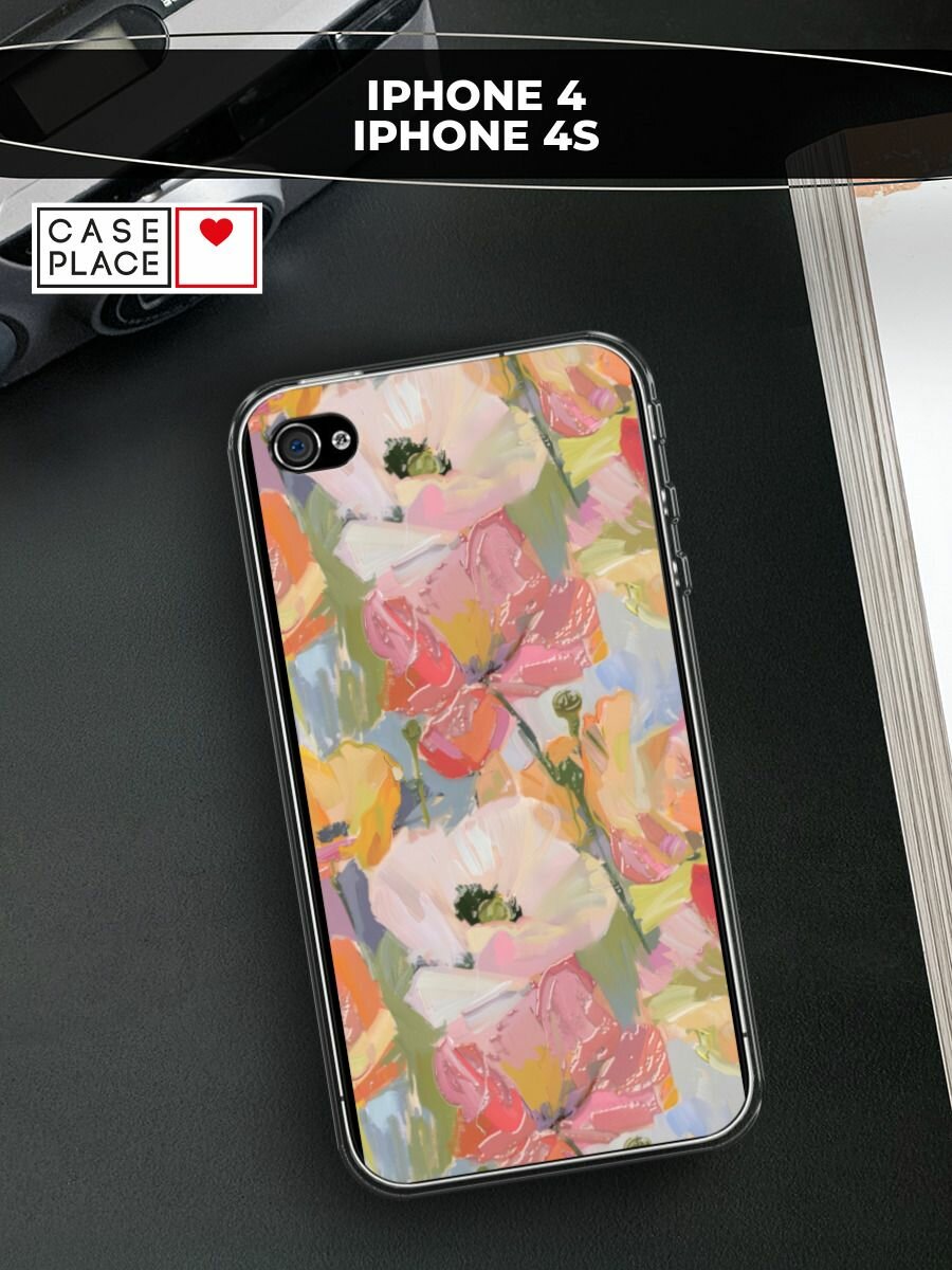 Чехол на Apple iPhone 4/4S / Айфон 4/4S с принтом "Акварельные анемоны"