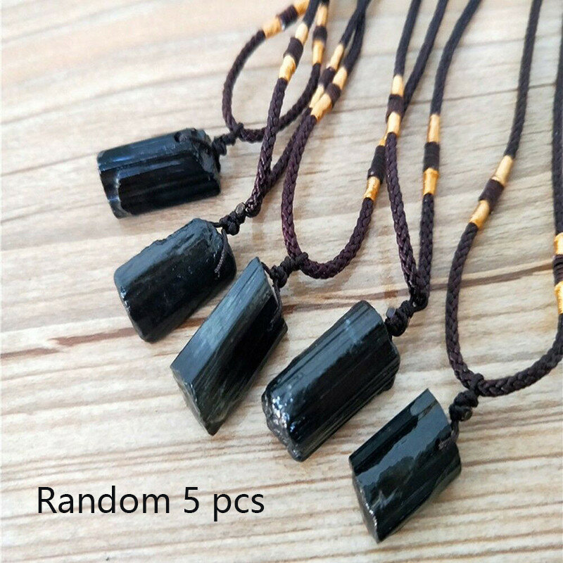 Подвеска irregular raw черный турмалин schorl, регулируемая длина, 5 шт
